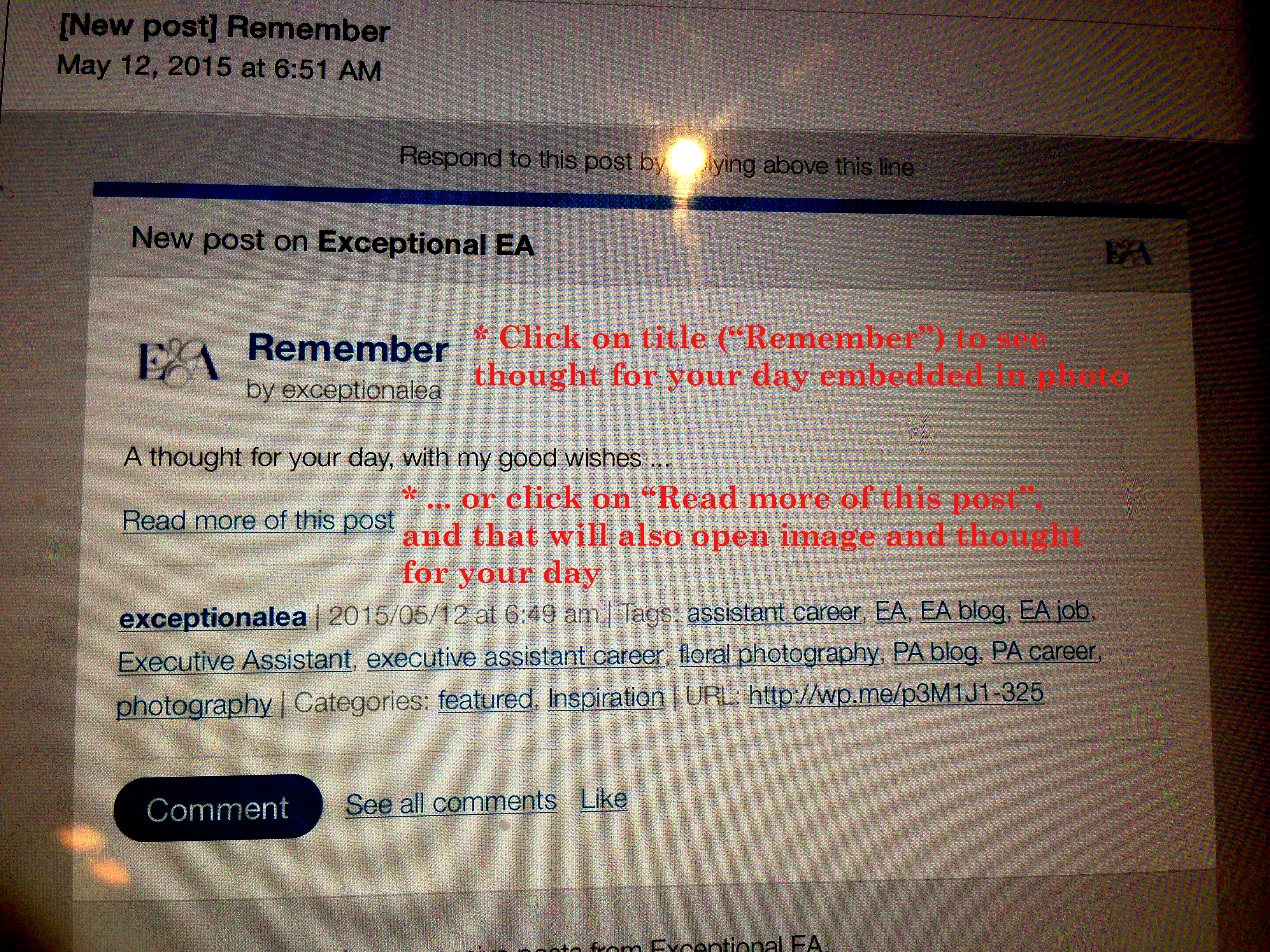 How to get your thought for the day – EXCEPTIONAL EA: home